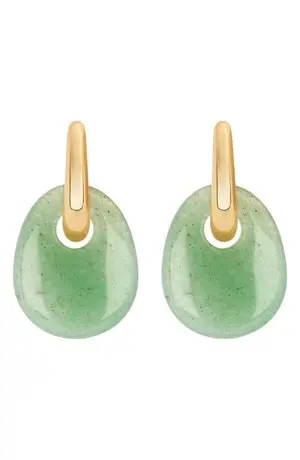 ATHRA LUXE Lapis Teardrop Hoop Earrings - Gold