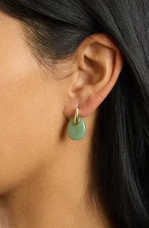 ATHRA LUXE Lapis Teardrop Hoop Earrings