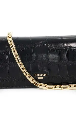 Dune London Bemuse Croc Embossed Faux Leather Shoulder Bag - Black