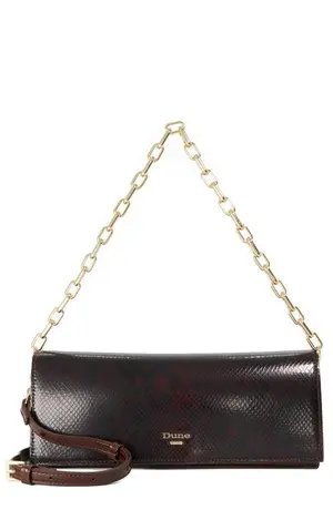 Dune London Bemuse Croc Embossed Faux Leather Shoulder Bag - Brown