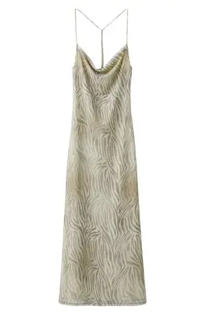 Mango Zebra Print Cowl Neck Midi Dress