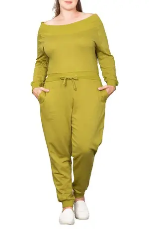 STANDARDS & PRACTICES Off-the-shoulder Jumpsuit - Hunter