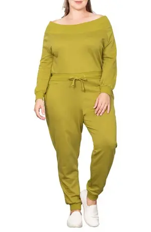 STANDARDS & PRACTICES Off-the-shoulder Jumpsuit - Hunter