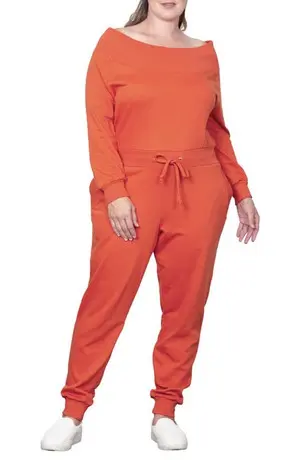STANDARDS & PRACTICES Off-the-shoulder Jumpsuit Paprika