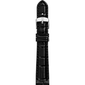 Michele Croc Embossed Leather Watchband - Black