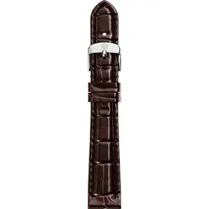 Michele Croc Embossed Leather Watchband - Dark Brown