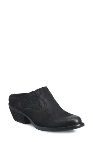 BØRN Monikah Leather Mule - Black Distressed