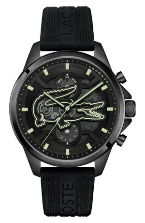 Lacoste Stainless Steel And Silicone Strap Watch - Black