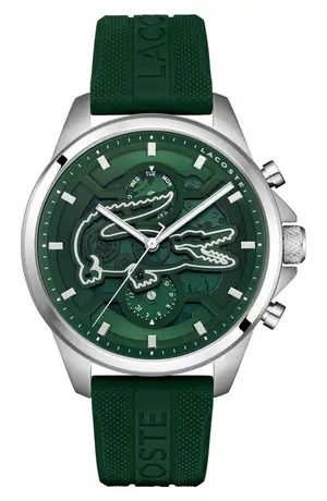 Lacoste Stainless Steel And Silicone Strap Watch - Green
