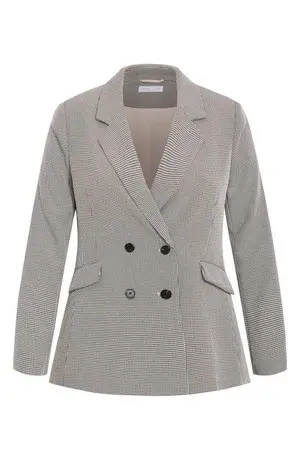 City Chic Hailey Checked Double Breasted Jacket