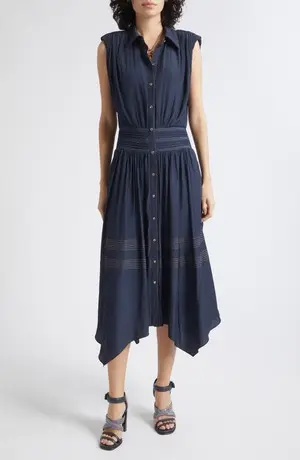 Ramy Brook Kiki Midi Shirtdress - Navy