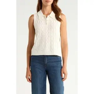 CECE DUPRAZ Cable Collar Sweater Vest - New Ivory