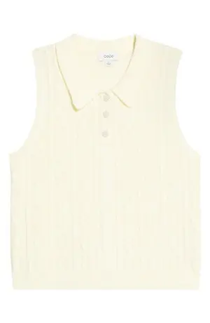 CECE DUPRAZ Cable Collar Sweater Vest - New Ivory