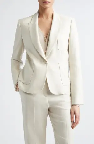 Eleventy Herringbone Wool Blend Jacket - 00 Ivory