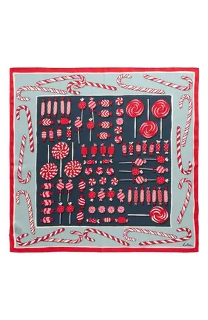 Echo Christmas Candy Silk Bandana Scarf - Navy