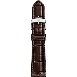 Michele Croc-embossed Leather Watchband - Dark Brown