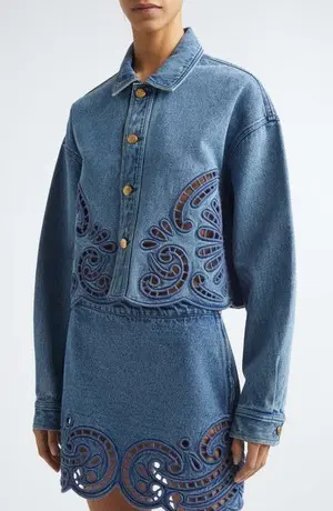Ulla Johnson Bobbi Eyelet Denim Jacket