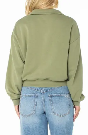 Roxy Cotton Blend Quarter Zip Pullover - Oil Green