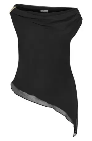 City Chic Skyla Asymmetric One-shoulder Top - Black