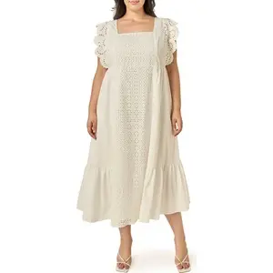 English Factory Eyelet Cotton Maxi Dress - White