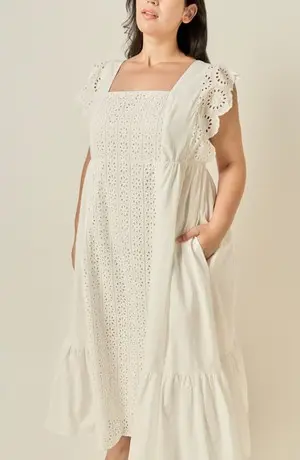 English Factory Eyelet Cotton Maxi Dress