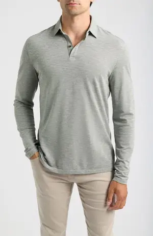 Johnnie-o Long Sleeve Slub Pique Polo - Pineland
