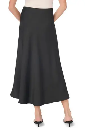 CECE DUPRAZ Bias Cut Satin Midi Skirt - Rich Black