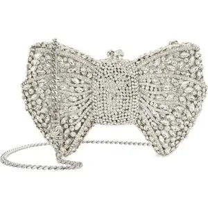 Dune London Enchant Crystal Bow Clutch - Silver