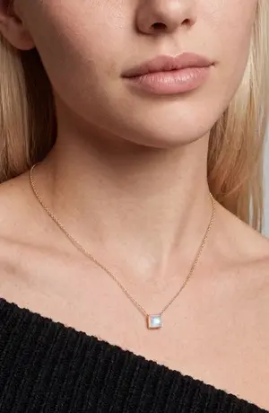 ST. MORAN 14k Gold Plated Square Pendant Necklace