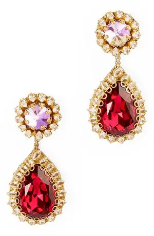 Deepa Gurnani Rekhi Drop Earrings - Ruby