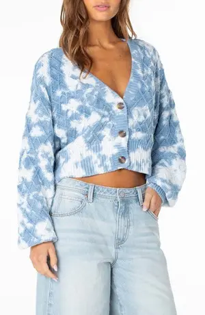 Roxy Sundaze Tie Dye V-neck Cardigan - Dutch Blue