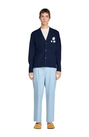 Sandro Cardigan With Floral Pattern - Midnight Blue