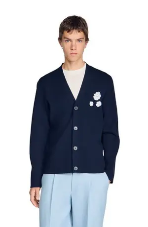 Sandro Cardigan With Floral Pattern