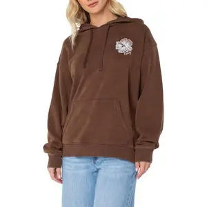 Roxy Roxy Wailea Oversize Embroidered Hoodie Chestnut