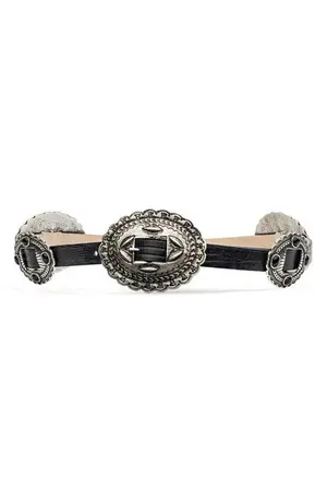 L'Agence Rocha Western Belt - Black Lizard Embossed