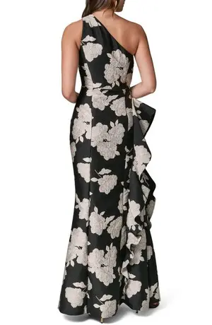Donna Karan New York Floral Embroidery One-shoulder Gown