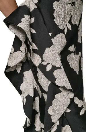 Donna Karan New York Floral Embroidery One-shoulder Gown