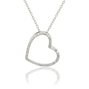SOUZANA BY SUZY LEVIAN 14k Gold 0.25cttw Pavé Diamond Heart Necklace - White Gold