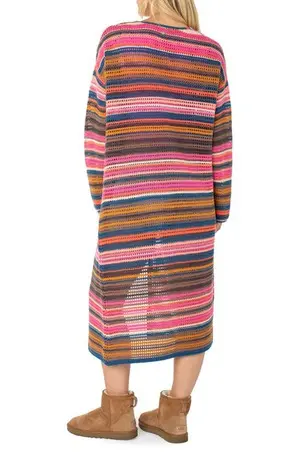 Roxy Sea Wind Longline Open Front Stripe Cardigan
