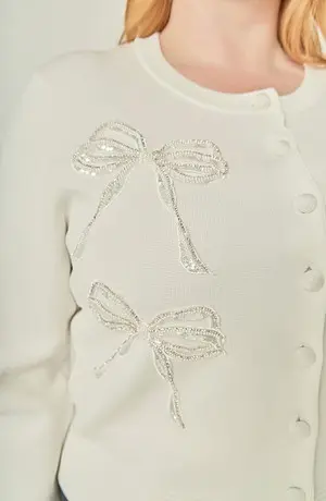 English Factory Embellished Bow Cardigan