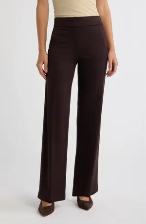 Anne Klein Pull-on Wide Leg Trousers - Deep Mahogany