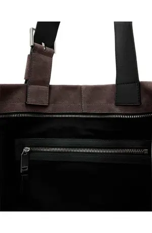 ALLSAINTS Alba Zip Suede Tote - Mocha Brown