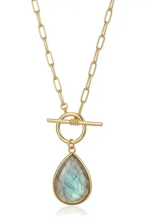 ST. MORAN Labradorite Toggle Necklace - Green/gold