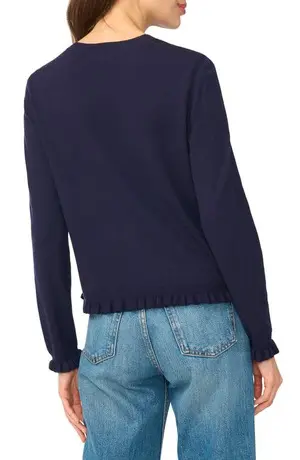 CECE DUPRAZ Ruffle Trim Cardigan - Classic Navy