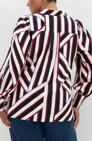 City Chic Haylee Striped Button Front Shirt