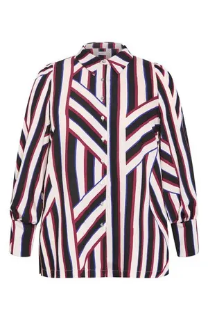 City Chic Haylee Striped Button Front Shirt