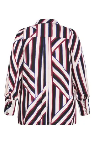 City Chic Haylee Striped Button Front Shirt