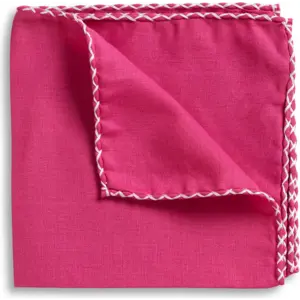 BEAU TIES OF VERMONT Linen Whipstitch Pocket Square Fuchsia