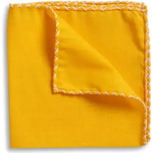 BEAU TIES OF VERMONT Linen Whipstitch Pocket Square Gold
