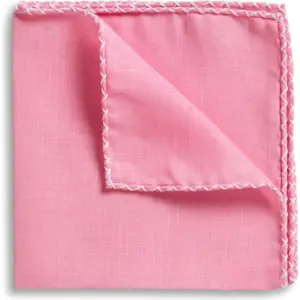 BEAU TIES OF VERMONT Linen Whipstitch Pocket Square Pink